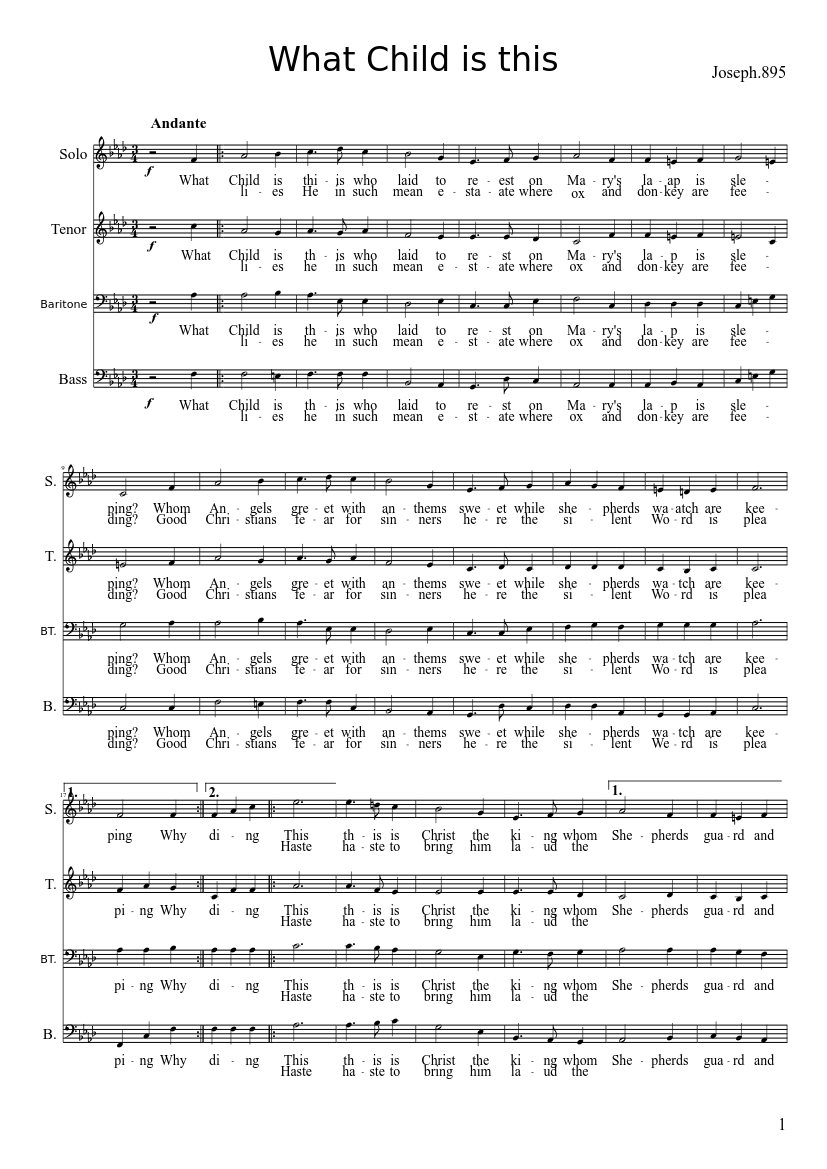 What Child is This? Sheet music for Bass guitar (Solo) | Musescore.com