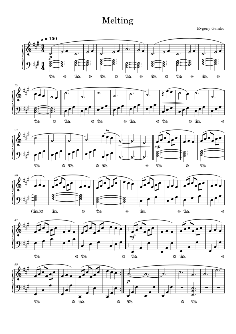 Melting – Evgeny Grinko Sheet Music for Piano (Solo) easy | MuseScore.com