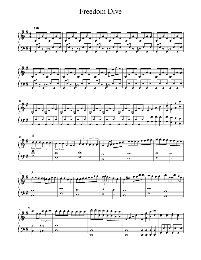 Freedom_Dive personal simplified Sheet music for Piano (Solo ...