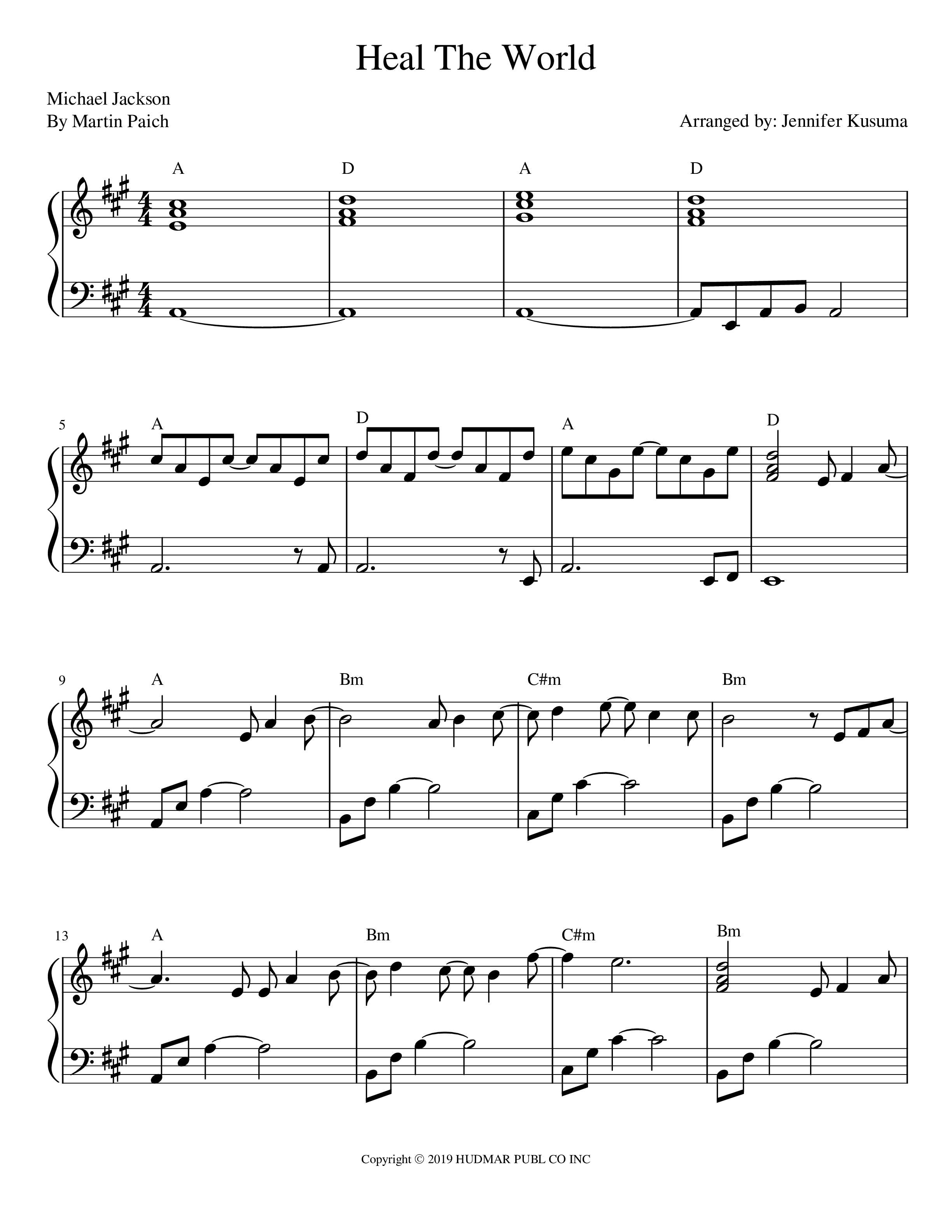 Play Official version of Heal the world Sheet Music by Michael Jackson ...