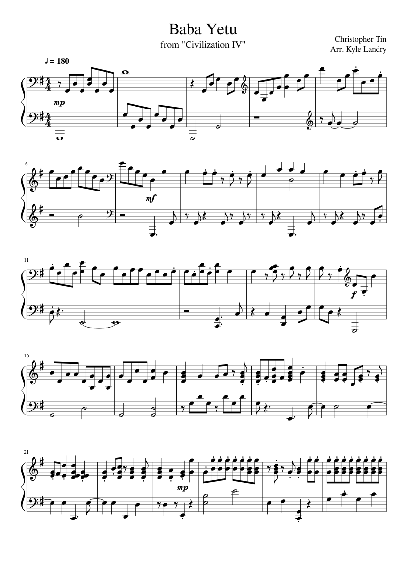 Baba Yetu (from "Civilization IV") Sheet Music for Piano (Solo) | MuseScore.com