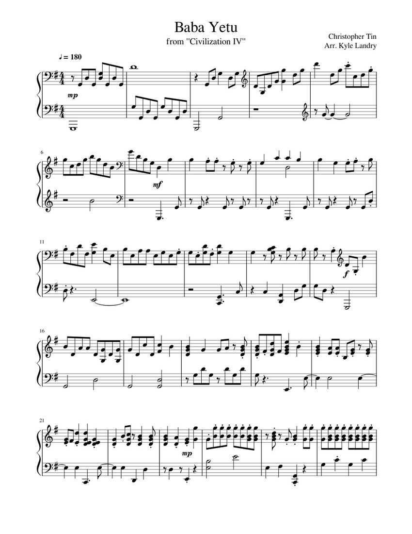 Baba Yetu (from "Civilization IV") Sheet music for Piano (Solo) | Musescore.com