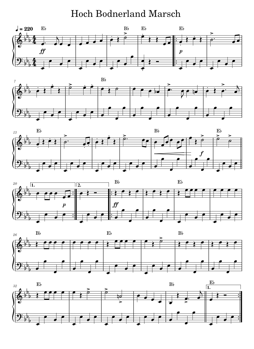 Hoch Bodnerland Marsch – Germany Folk Song Sheet Music for Accordion (Solo) | MuseScore.com