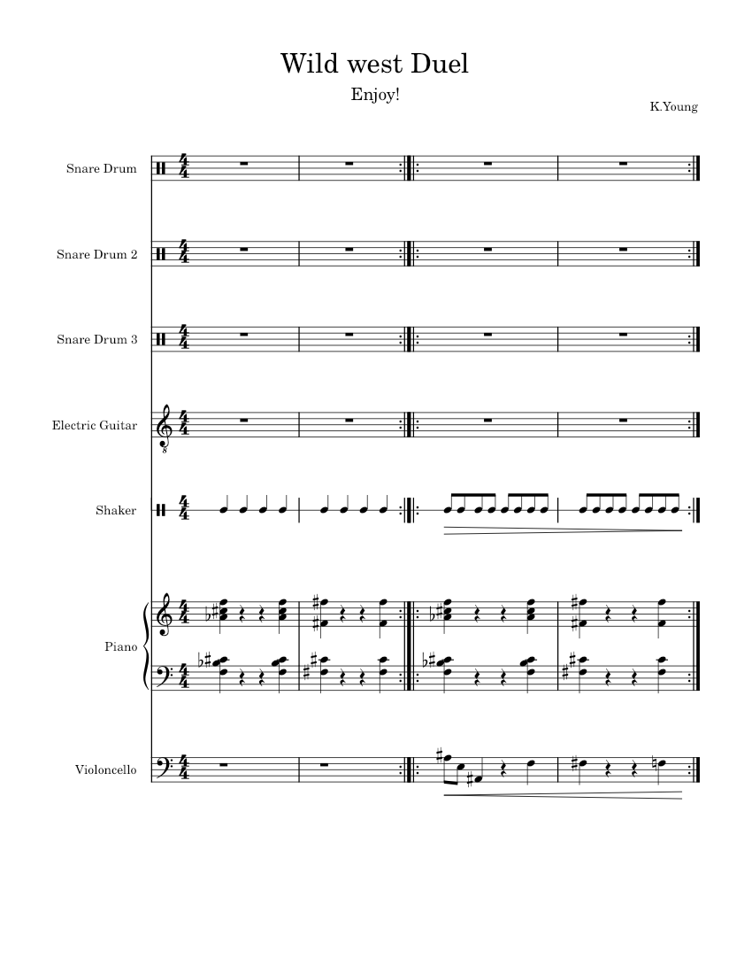 Duel Sheet music for Piano, Cello, Guitar, Drum group & more ...
