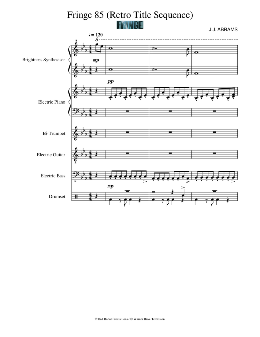 Fringe 85 (Retro Title Sequence) - Fringe Sheet music for Piano ...