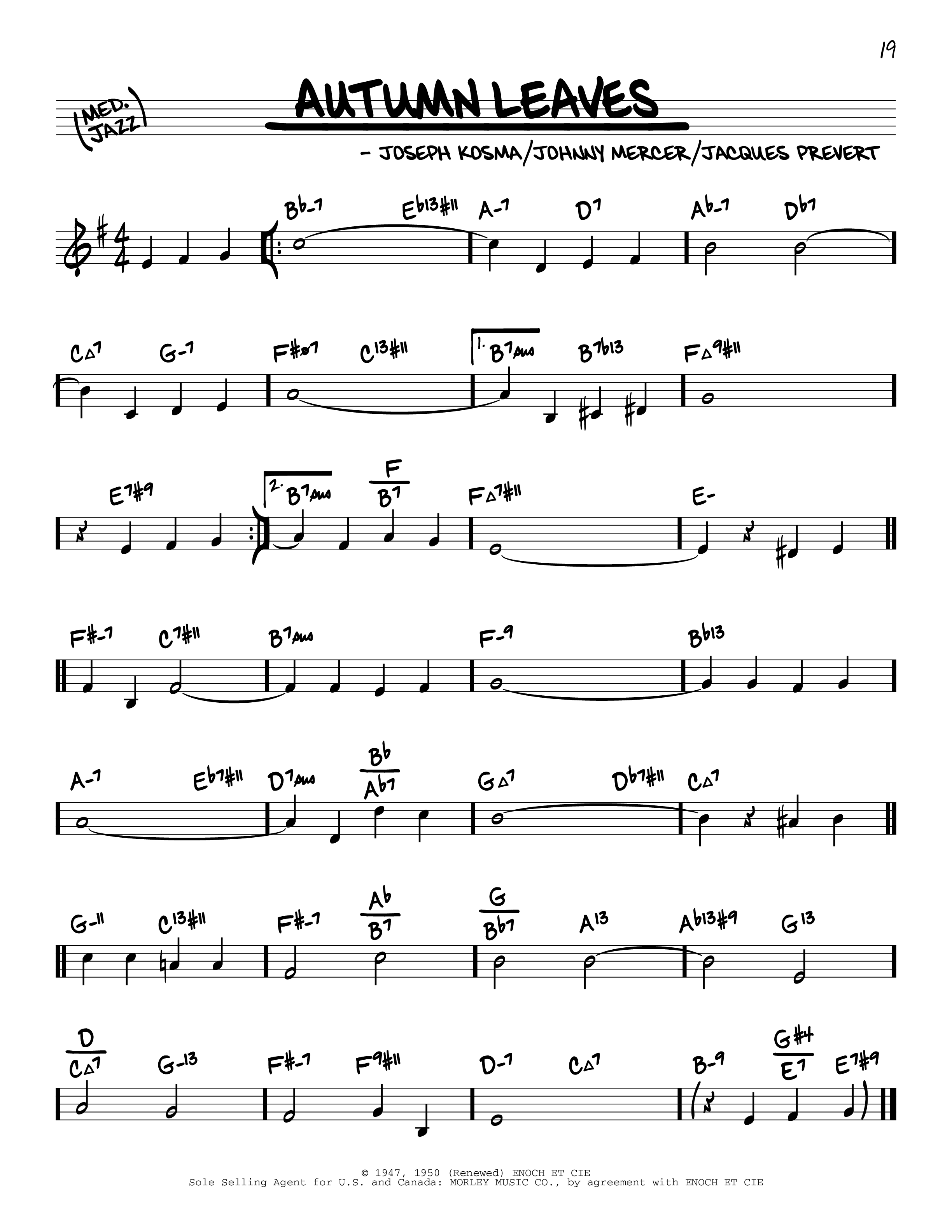 Play Official version of Autumn Leaves Sheet Music by Johnny Mercer for ...