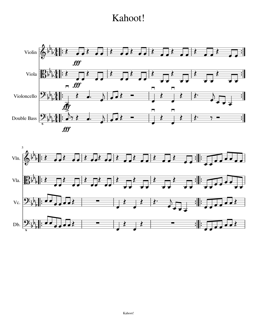 Kahoot! Sheet music for Contrabass, Violin, Viola, Cello (Mixed Quartet ...