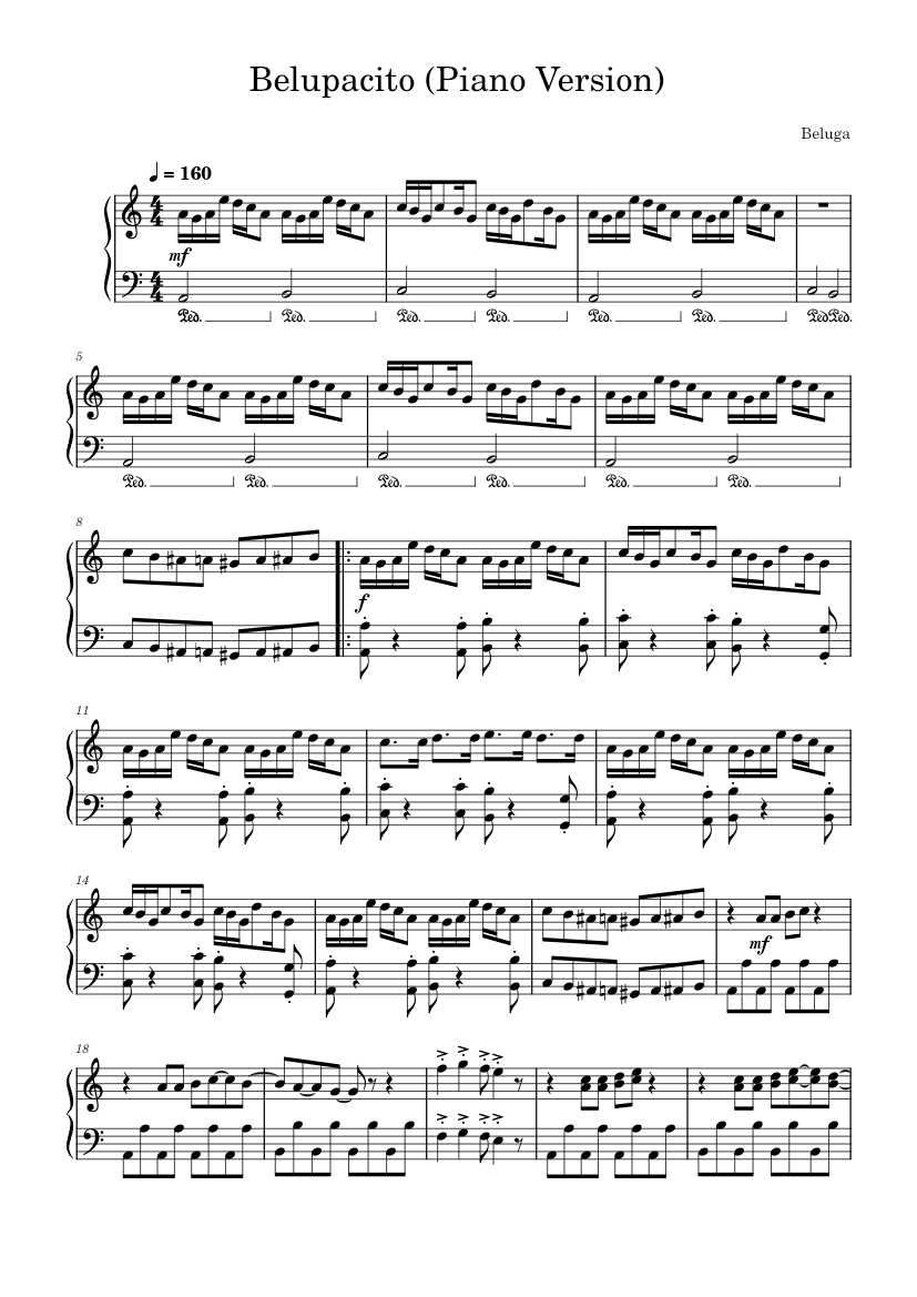 Belupacito – Beluga (Piano Version) Sheet music for Piano (Solo ...