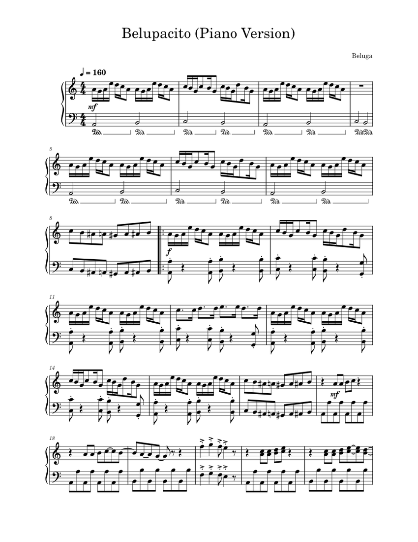 Belupacito – Beluga (Piano Version) Sheet music for Piano (Solo ...