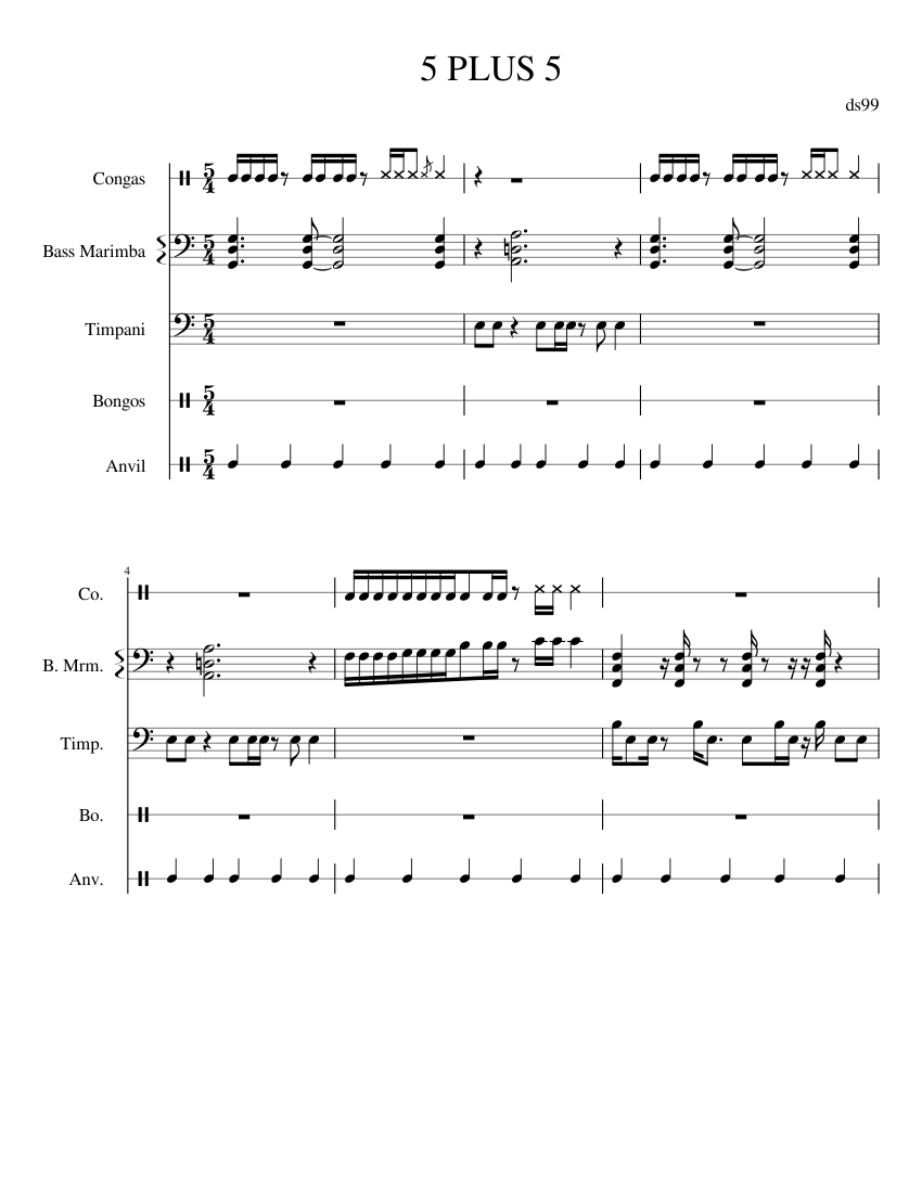 US PLUS 5 Sheet music for Timpani, Marimba, Bongo, Conga & more ...