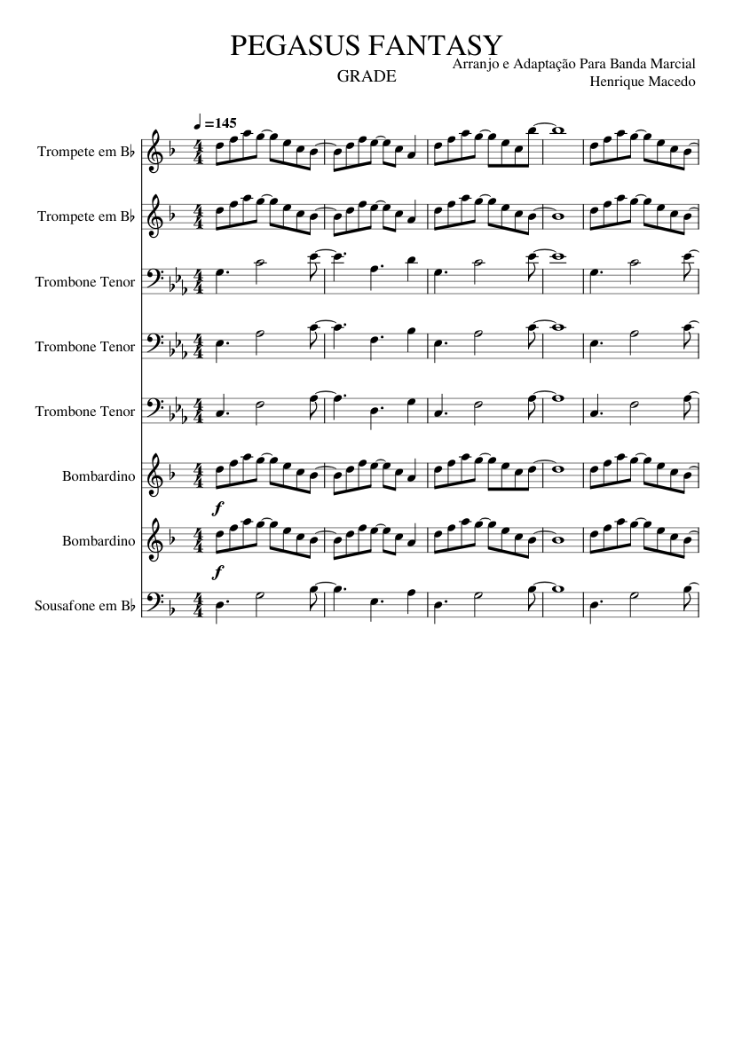 Pegasus Fantasy Sheet Music for Euphonium, Trombone tenor, Trumpet in b ...