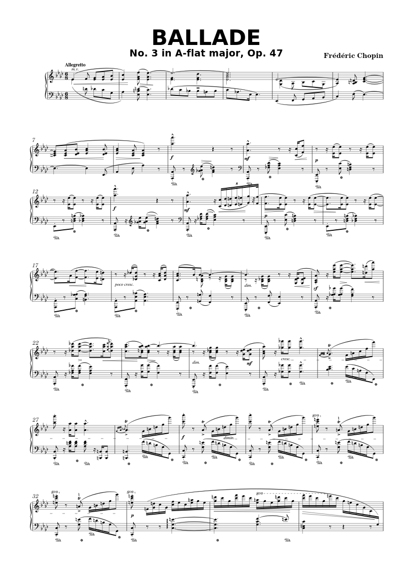 Ballade No 3 in A-Flat Major Op 47 – Frédéric Chopin Ballade Opus 47 No ...