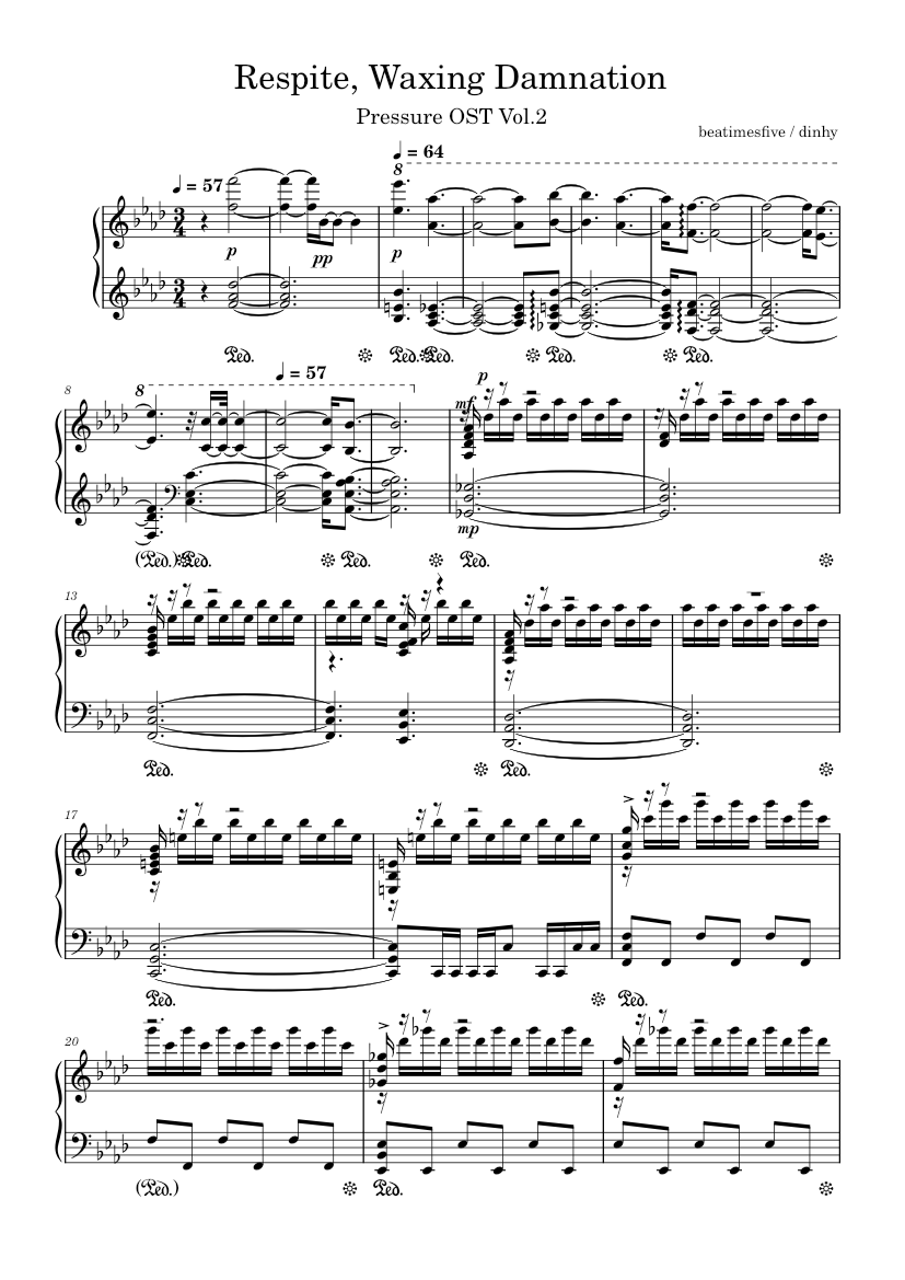 Respite, Waxing Damnation – beatimesfive Sheet Music for Piano (Solo ...