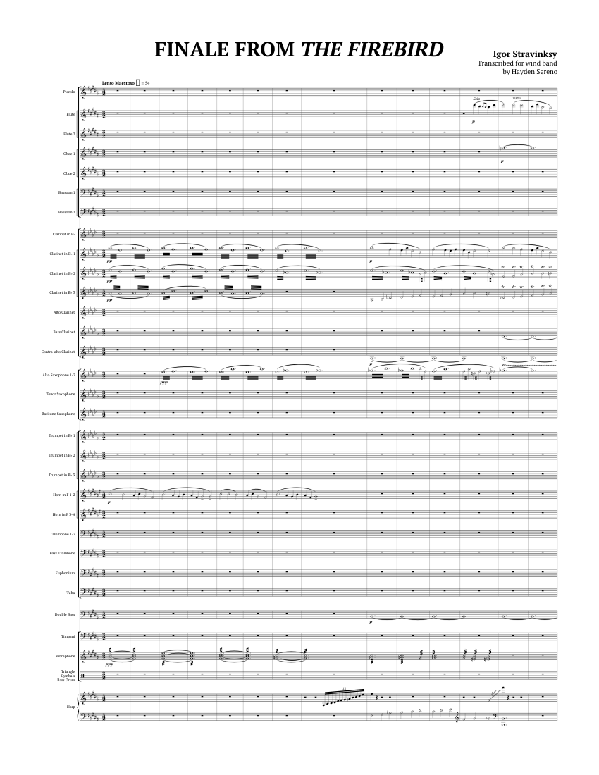 Finale from The Firebird for Concert Band Sheet music for Trombone ...