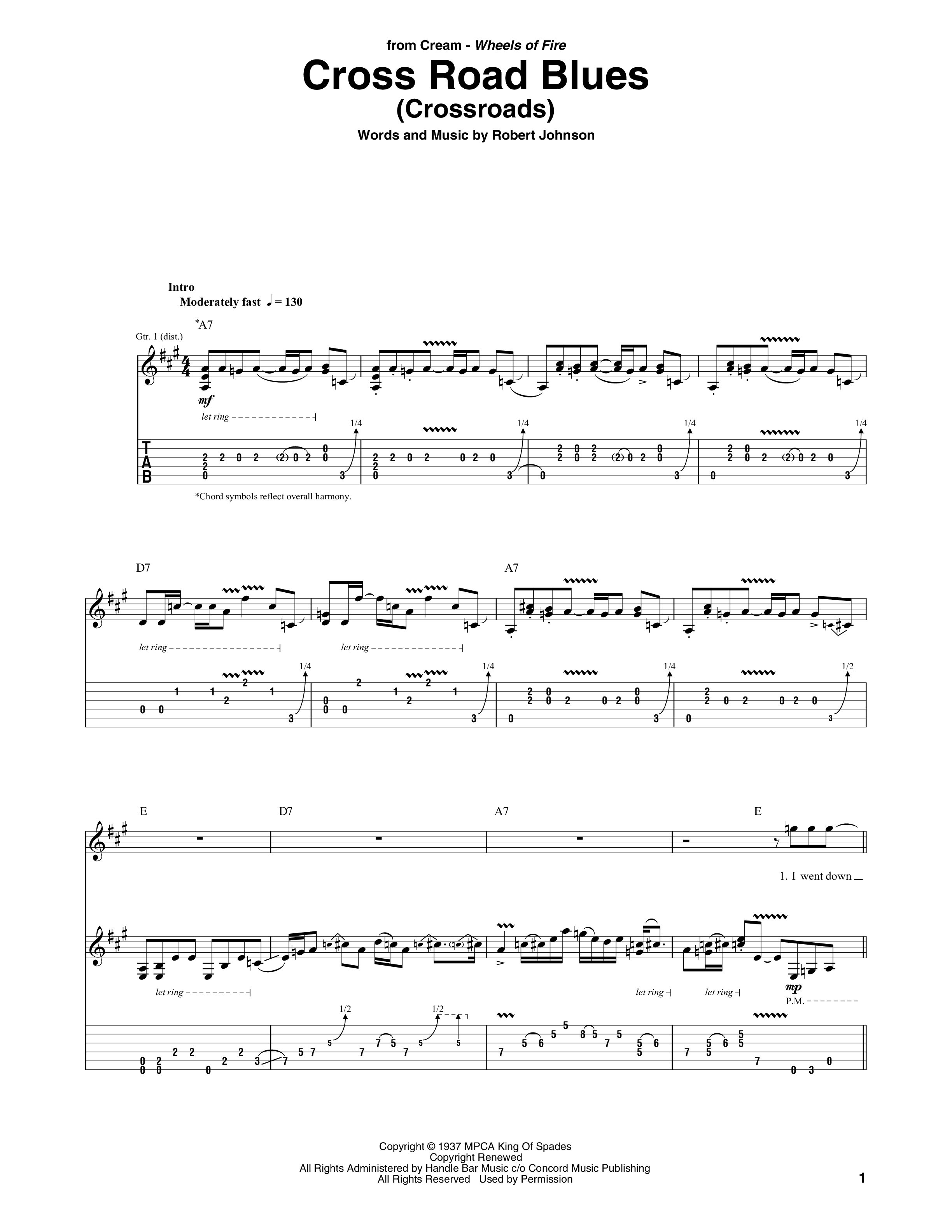 Play Official version of Cross Road Blues (Crossroads) Sheet Music by ...
