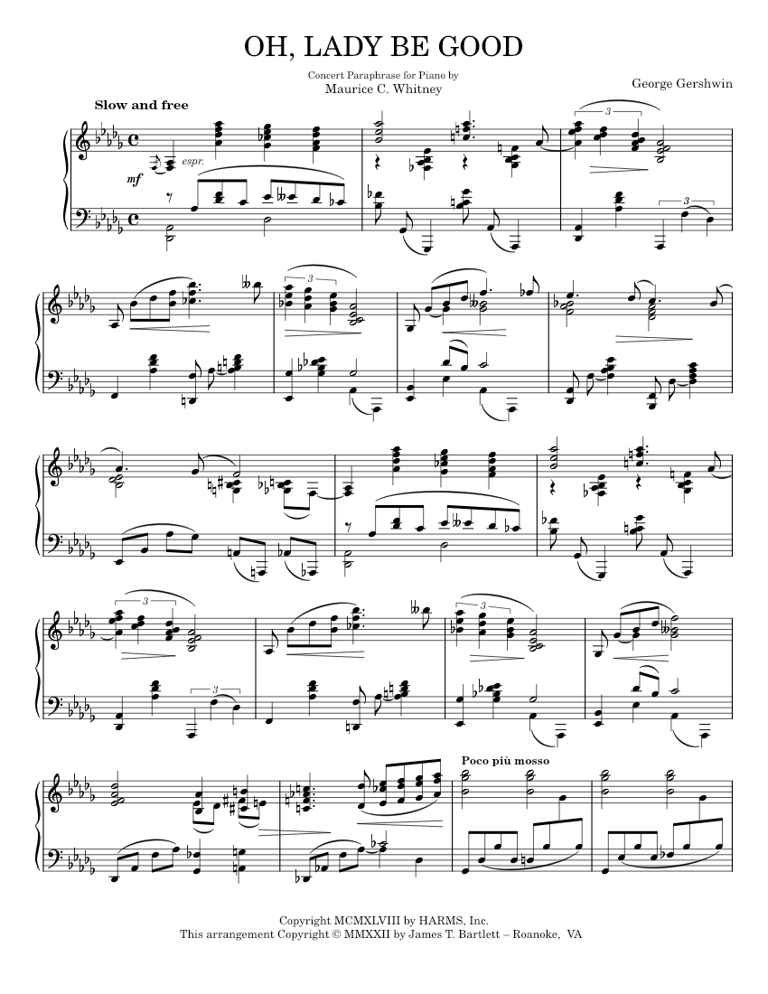 Oh, Lady Be Good Sheet music for Piano (Solo) | Musescore.com