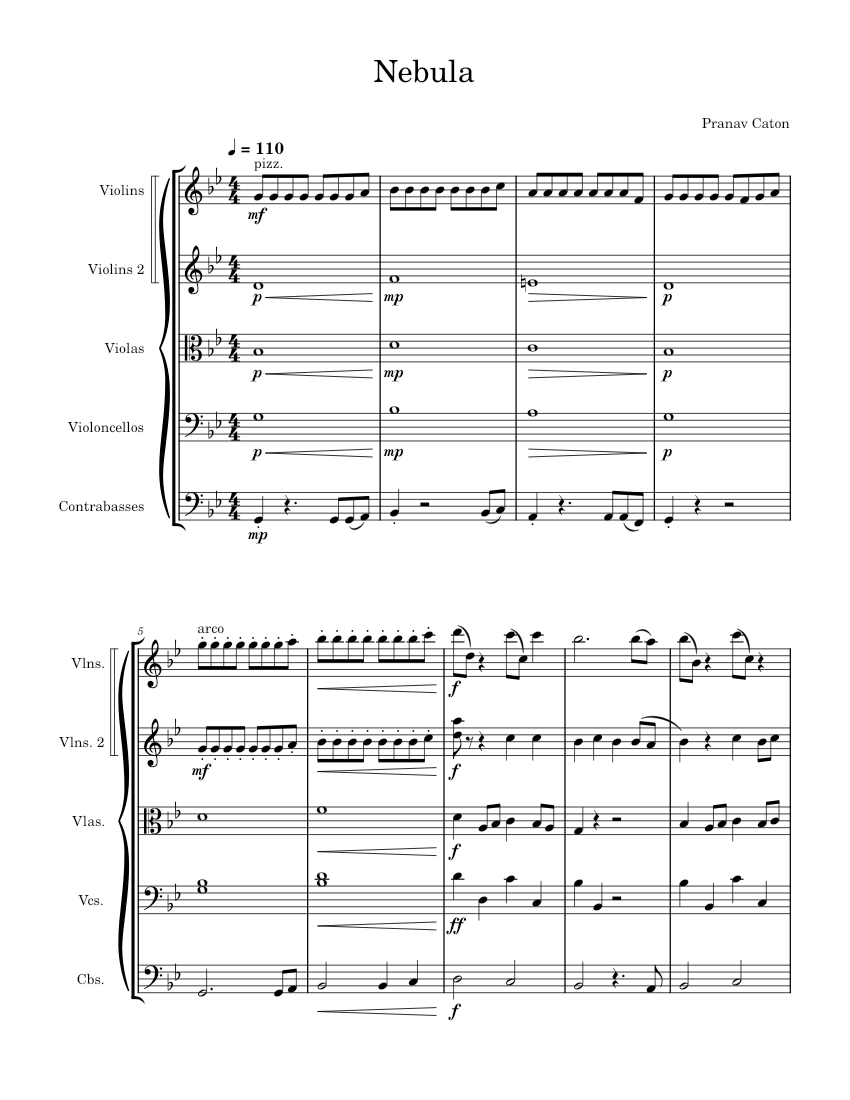 Nebula – pcaton7980 Sheet Music for Strings group (Mixed Quintet ...