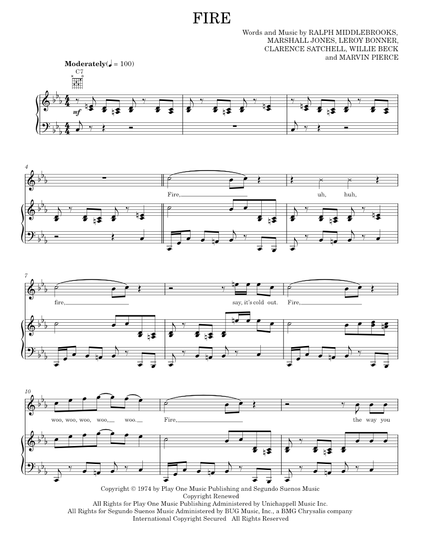 Play Official version of Fire sheet music by Ohio Players for Piano ...