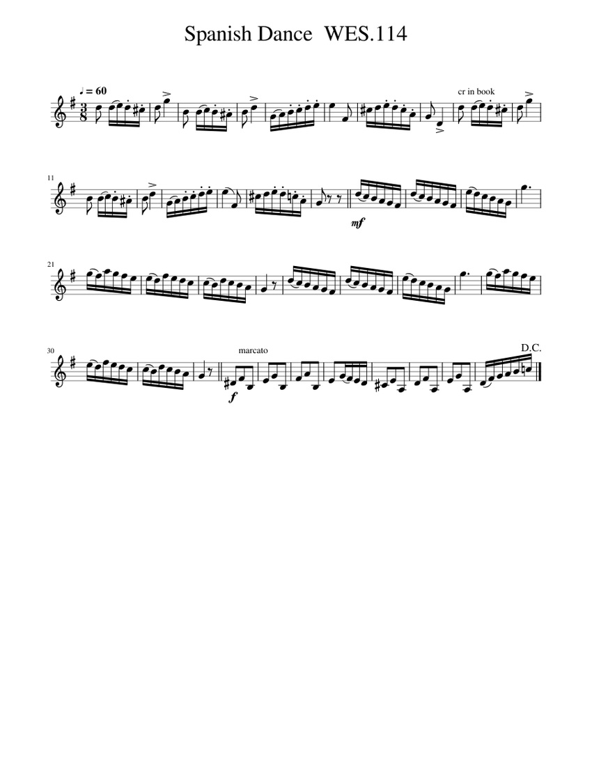 Spanish Dance WES.114 Sheet music for Piano (Solo) Easy | Musescore.com