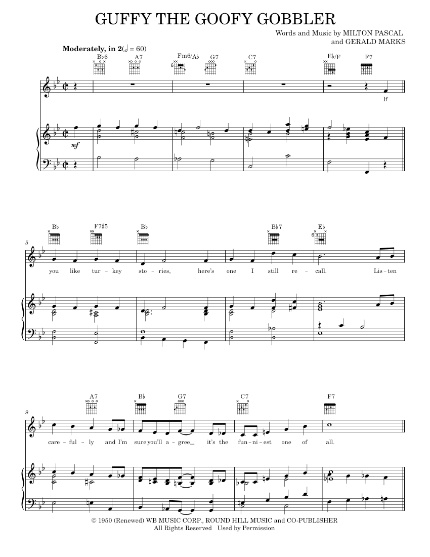 Play Official version of Guffy The Goofy Gobbler sheet music by Oakley ...