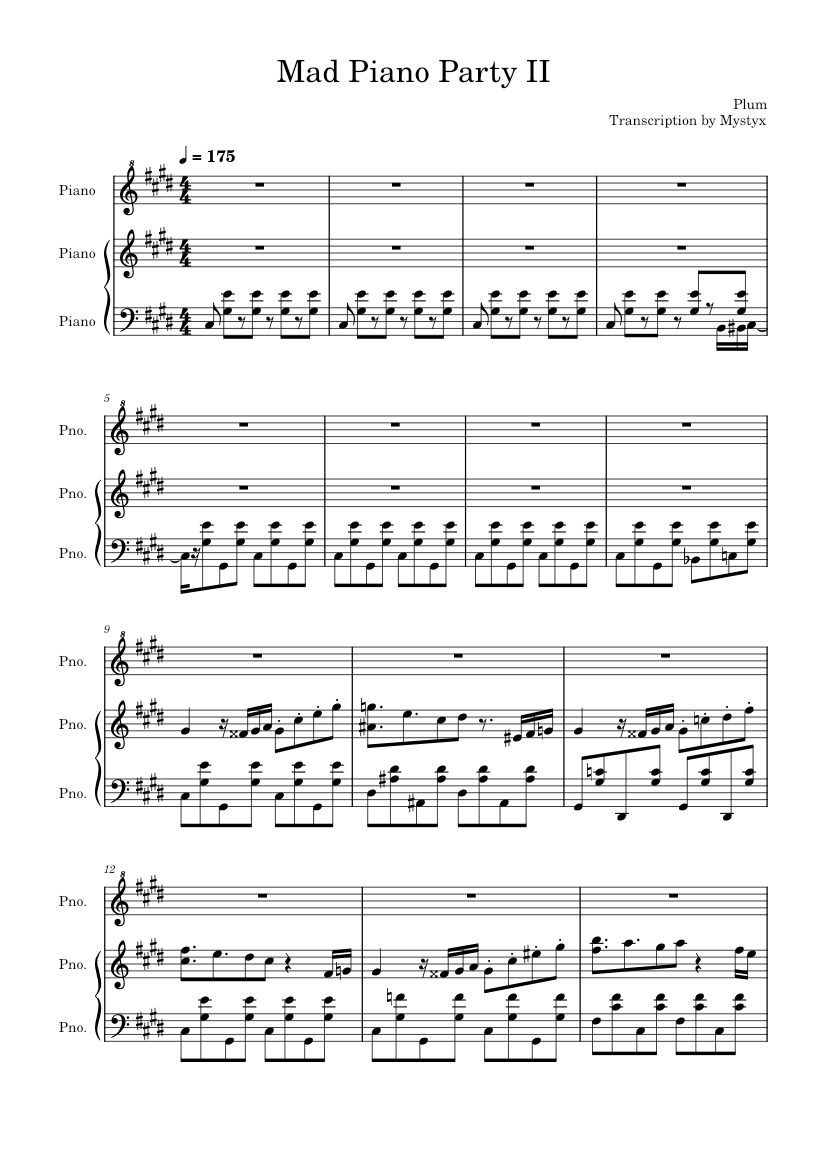 Mad Piano Party II – Plum Sheet music for Piano (Mixed Trio ...