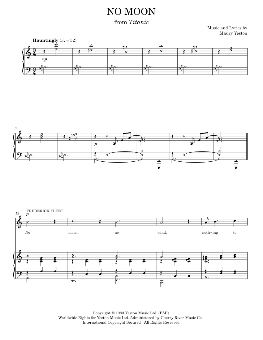 Play Official version of No Moon sheet music by Fergie, Maury Yeston ...