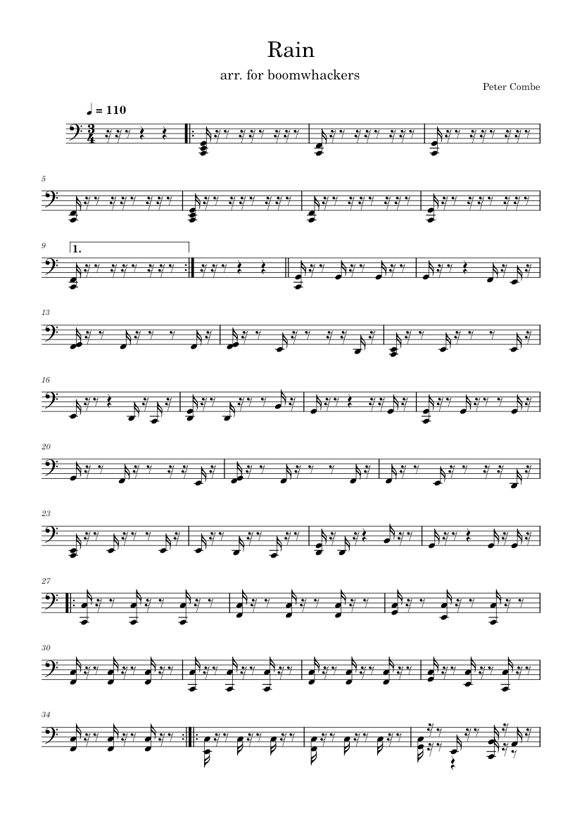 Rain play along boomwhackers only – fellfellfell Sheet music for ...