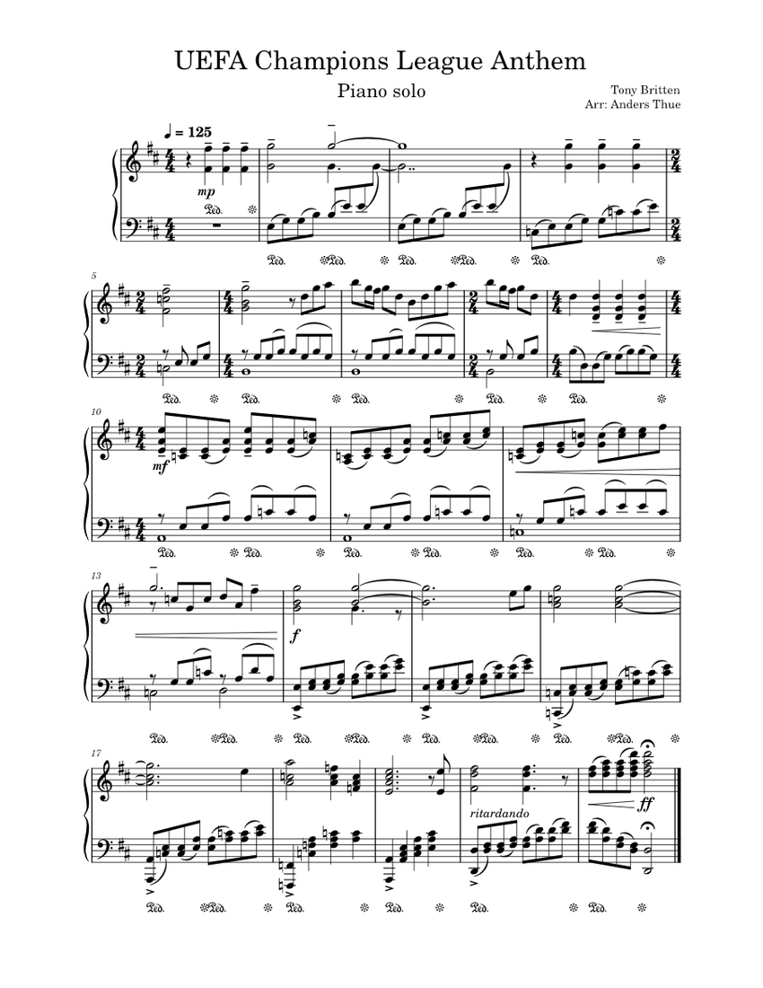 UEFA Champions League Anthem Sheet music for Piano (Solo) | Musescore.com