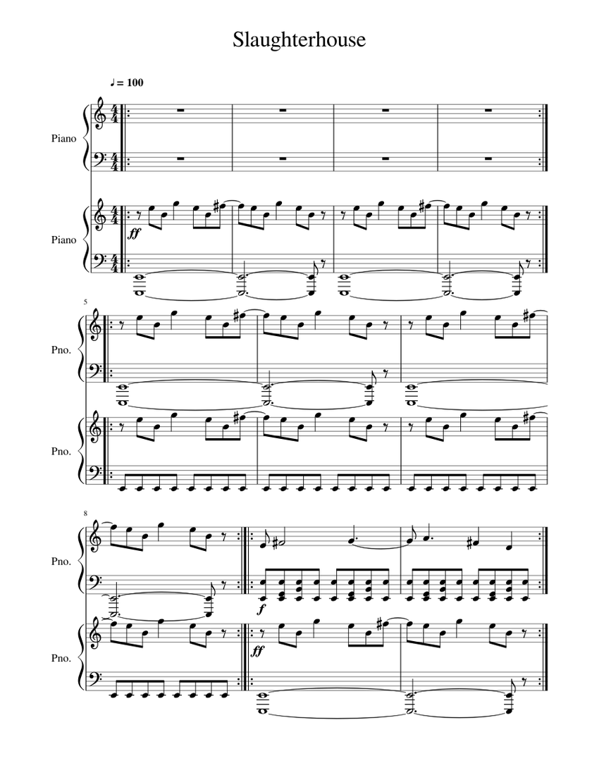 Slaughterhouse Sheet music for Piano (Piano Duo) | Download and print ...