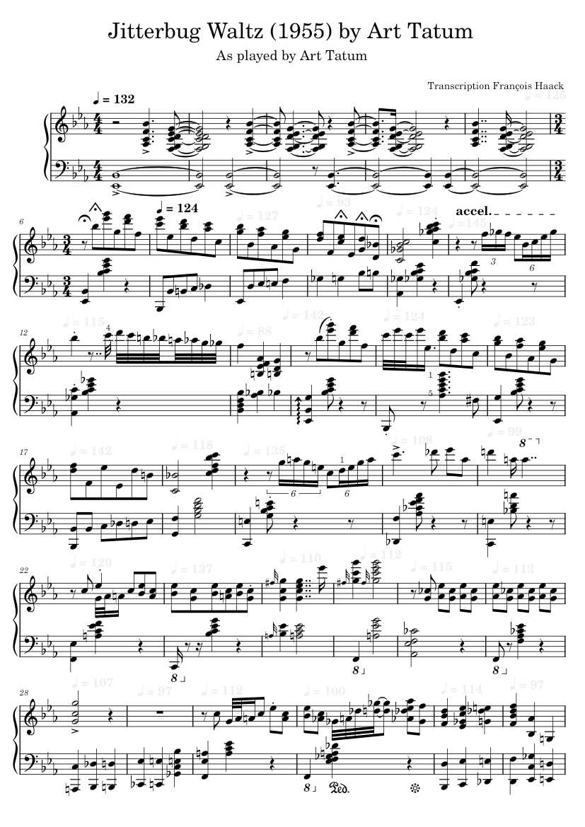 Jitterbug Waltz - Art Tatum (1955) Sheet Music for Piano (Solo ...