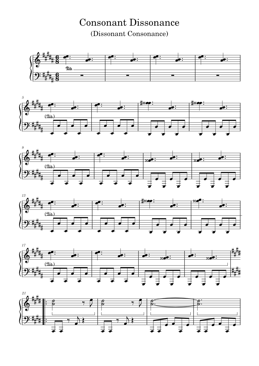 Consonant Dissonance Sheet music for Piano (Solo) | Musescore.com