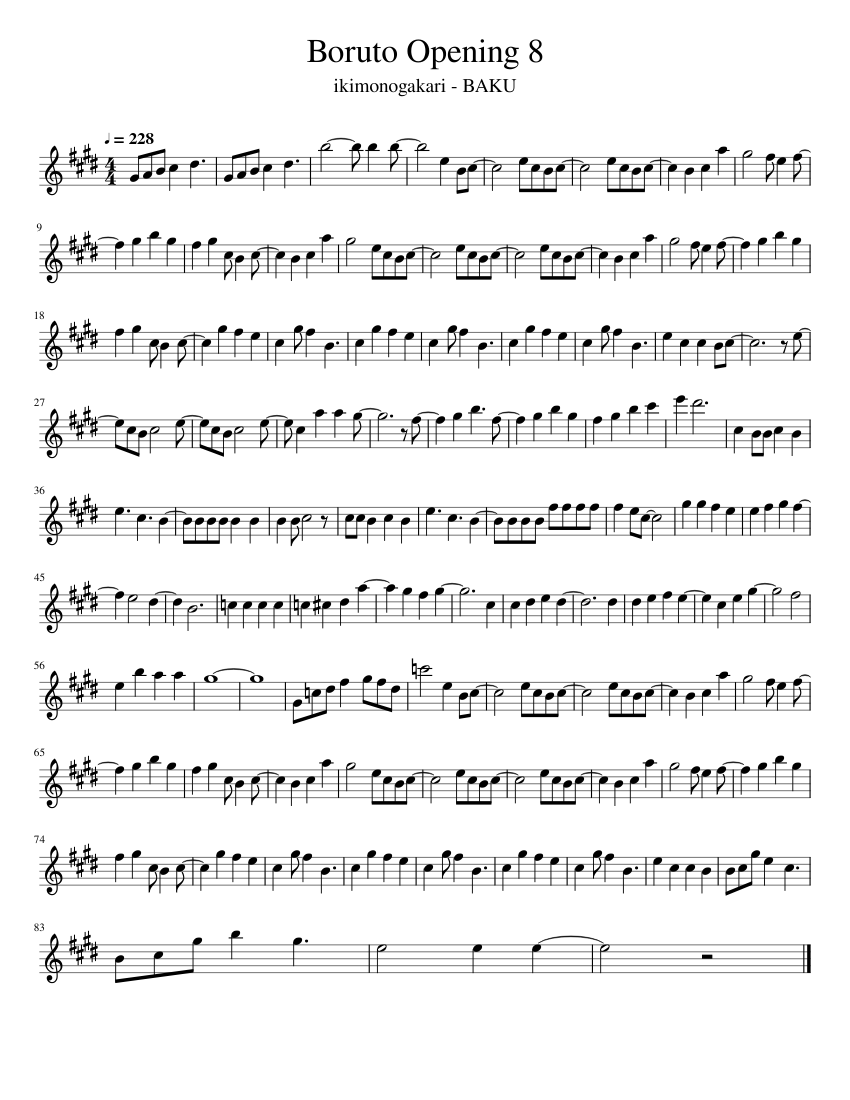 Boruto Opening 8 Sheet music for Flute (Solo) | Musescore.com