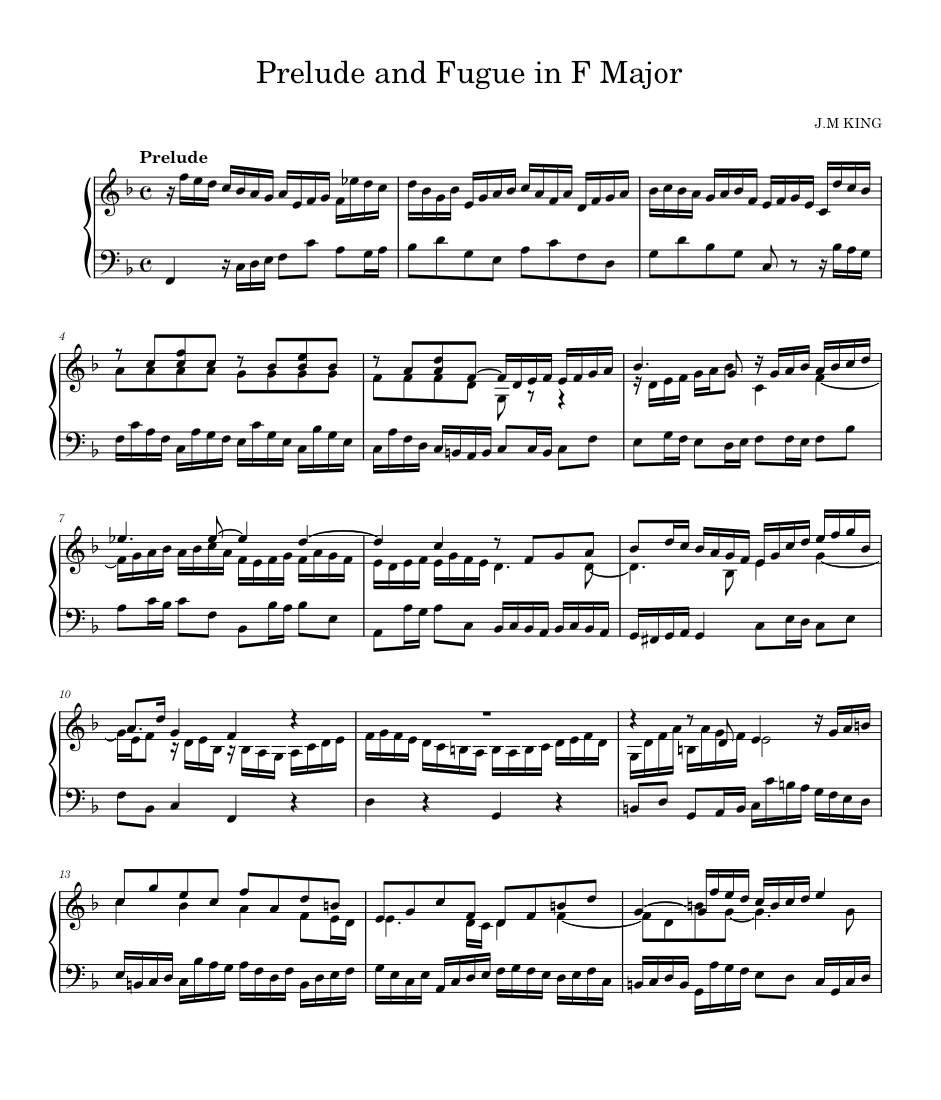 Prelude and Fugue in F Major Sheet music for Piano (Solo) | Musescore.com