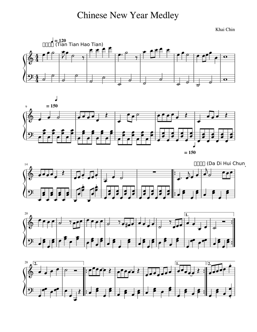 Chinese_New_Year_Medley Sheet music for Piano (Solo) | Musescore.com