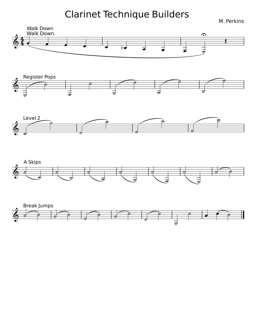 Clarinet Technique Builders – M. Perkins Sheet music for Clarinet other (Solo) | Musescore.com