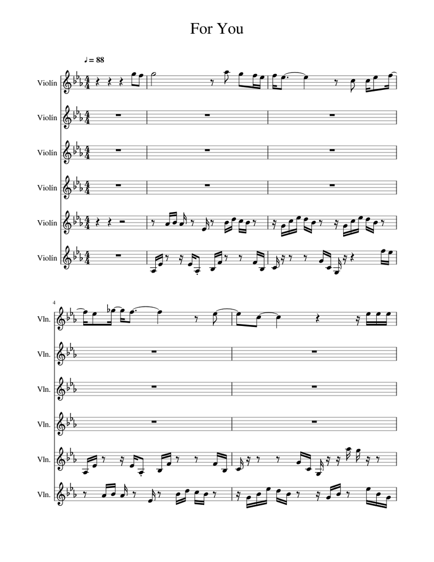 For you – Azu (for violin ensemble) Sheet music for Violin (String ...