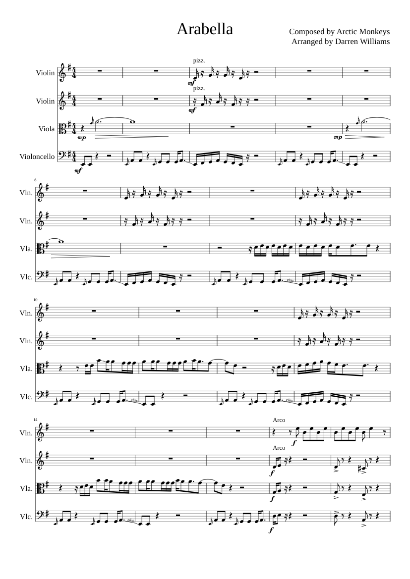 303036 Arabella by Arctic Monkeys Sheet music for Violin, Viola (Mixed ...