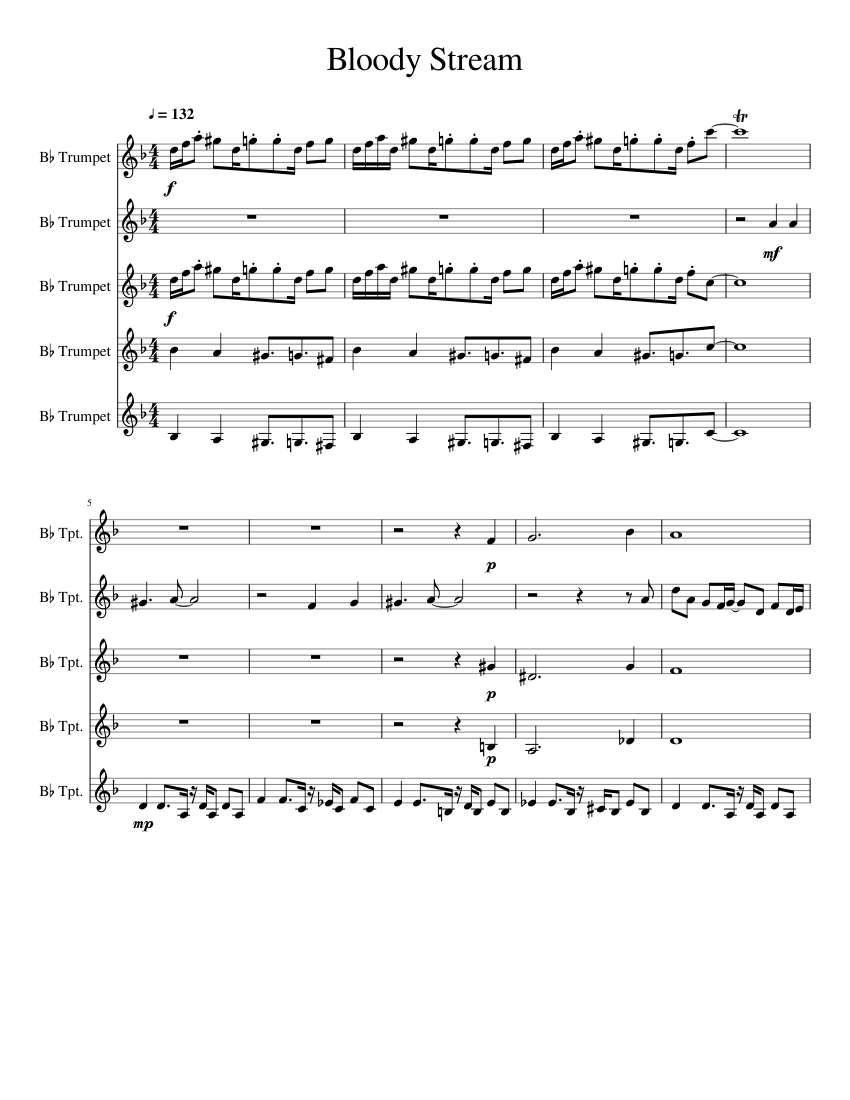 Bloody Stream Sheet music for Trumpet in b-flat (Mixed Quintet ...