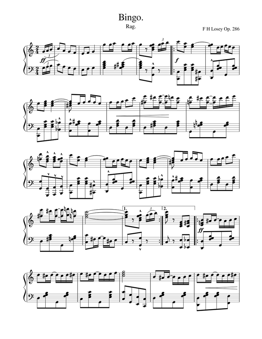 Bingo Rag Sheet music for Piano (Solo) | Download and print in PDF or ...