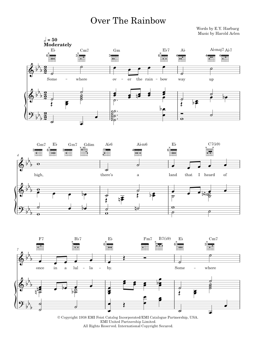 Play Official version of Over the rainbow Sheet Music by Judy Garland ...