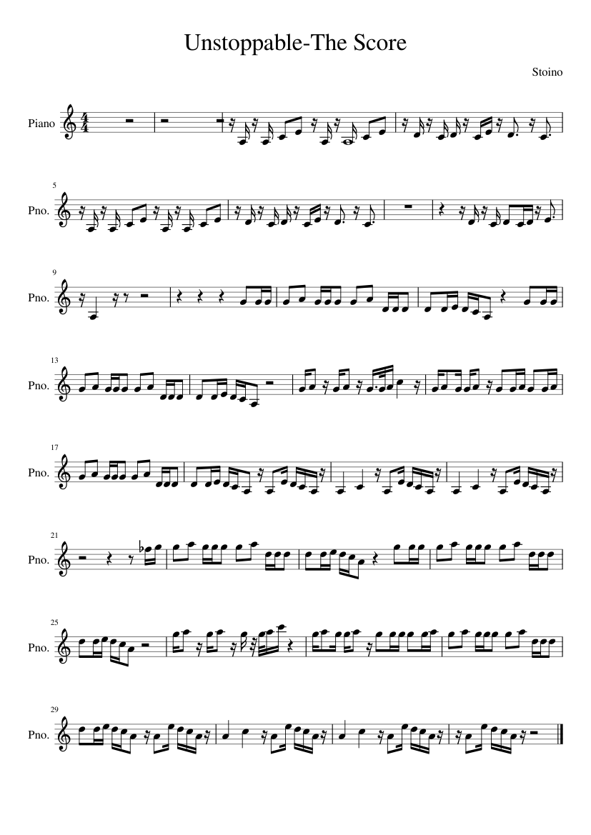 Unstoppable The Score By: Stoino Sheet music for Piano, Marimba (Mixed ...