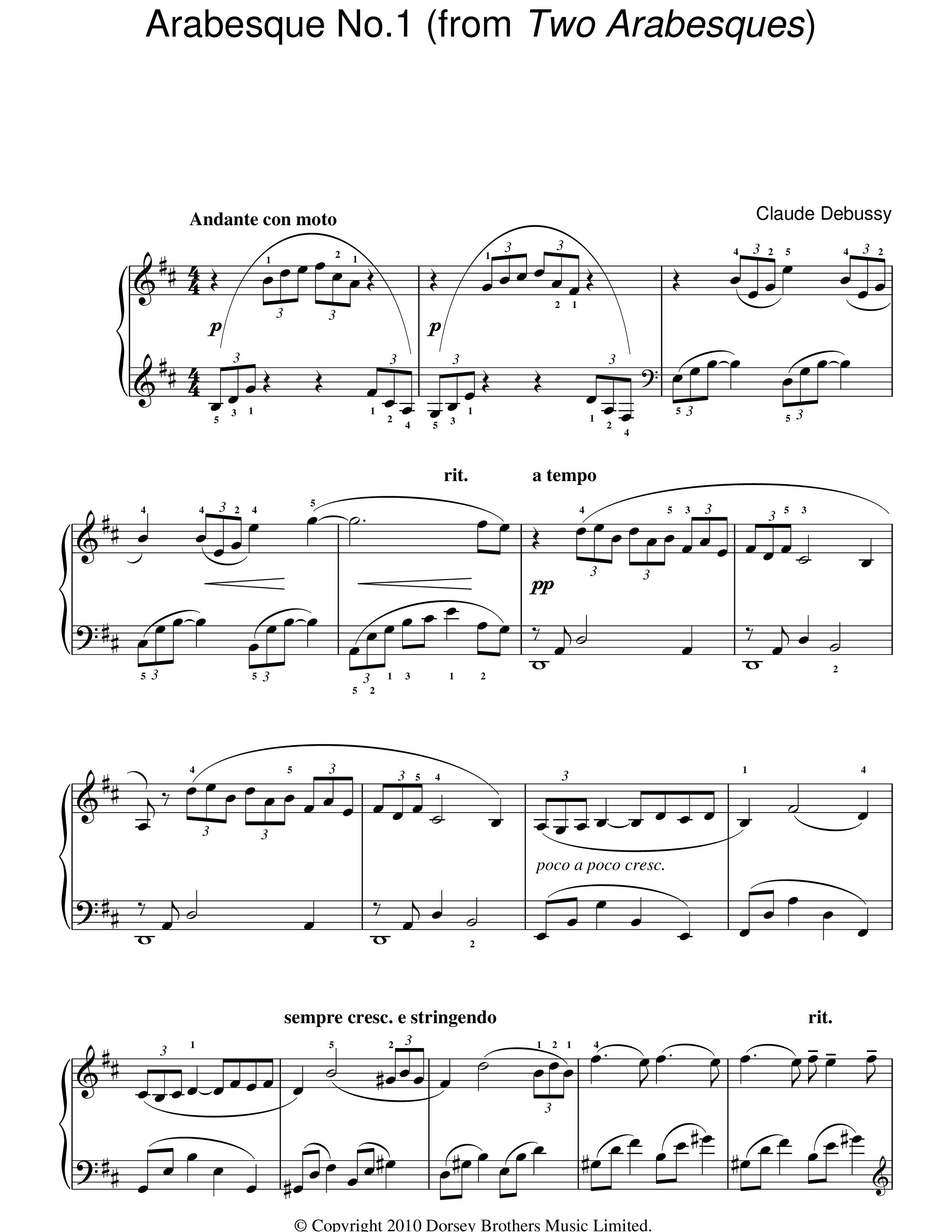 Play Official version of Arabesque No.1 sheet music by Claude Debussy ...