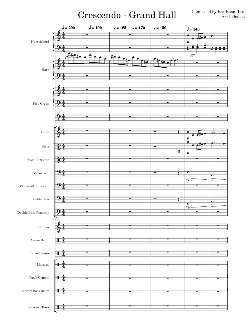Crescendo Grand Hall - Rec Room Inc. Sheet music for Harpsichord, Organ ...
