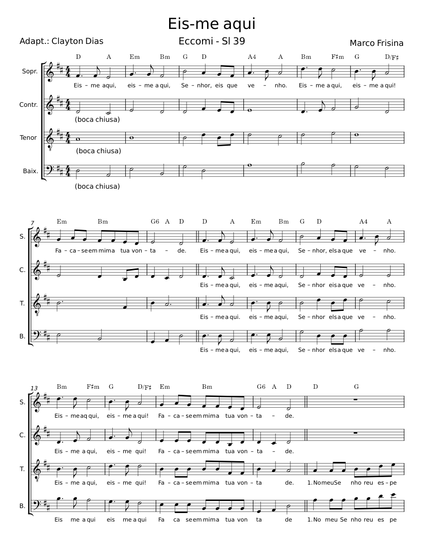 Eis-me aqui – Marco Frisina Sheet Music for Piano, Synthesizer (Mixed ...