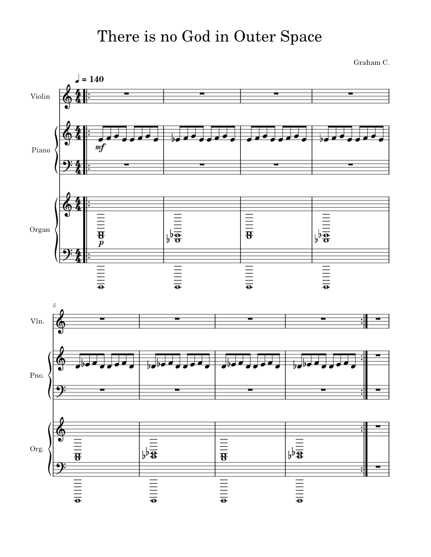 There is no God in Outer Space Sheet music for Piano, Organ, Violin ...