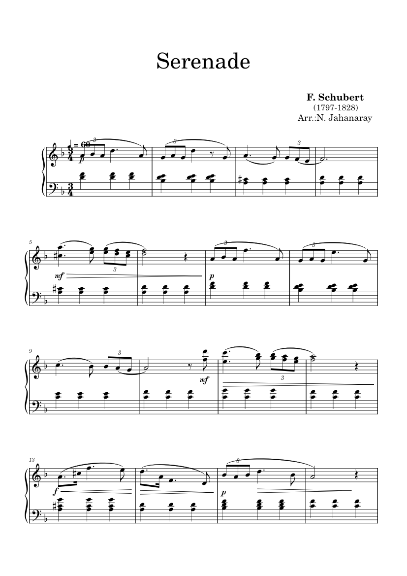 Serenade – Franz Schubert Serenade - Beginner Version Sheet Music for Piano (Solo) Easy ...
