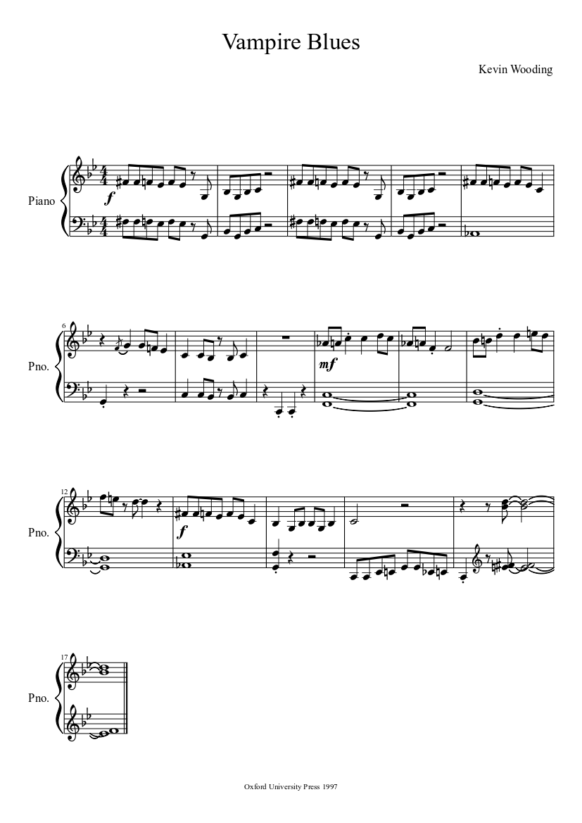 Vampire Blues Sheet music for Piano (Solo) Easy | Musescore.com