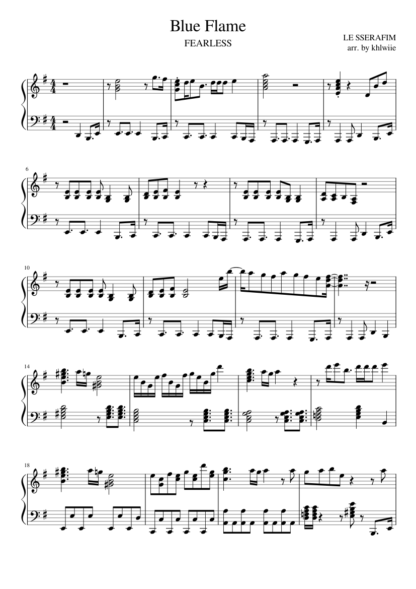 Blue Flame – LE SSERAFIM Sheet Music for Piano (Solo) | MuseScore.com