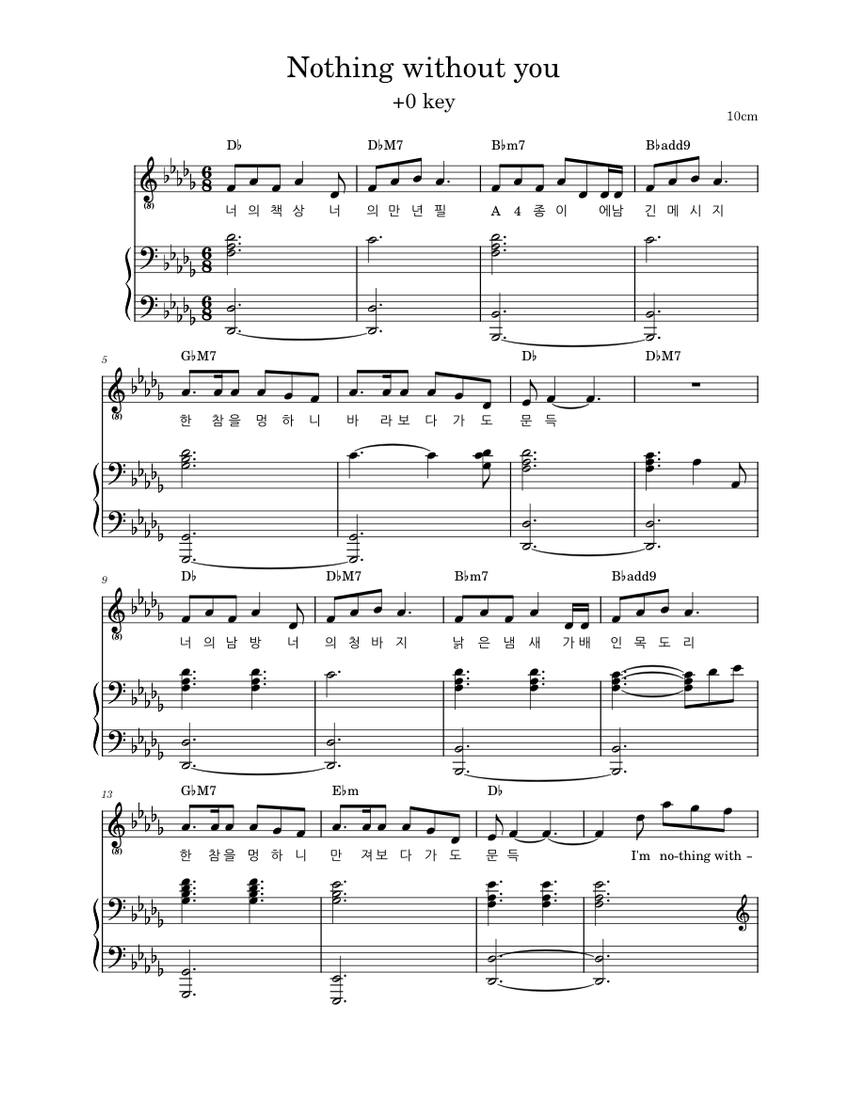 Nothing without you – 10cm (handmade) Sheet music for Piano, Vocals (Choral) | Musescore.com