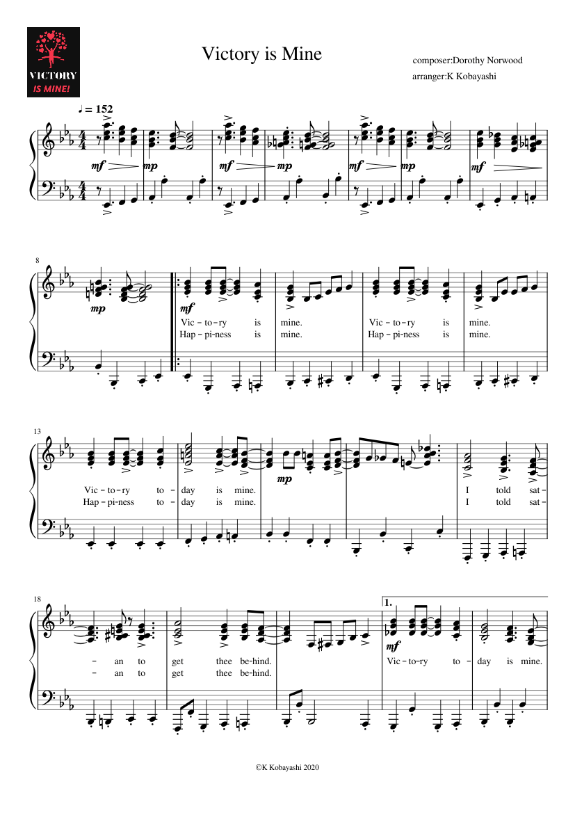 Victory Is Mine - Dorothy Norwood Sheet Music for Piano (Solo ...